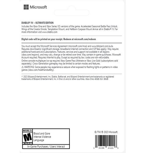Download Xbox One Diablo IV - Ultimate Edition Xbox One Digital Code ...