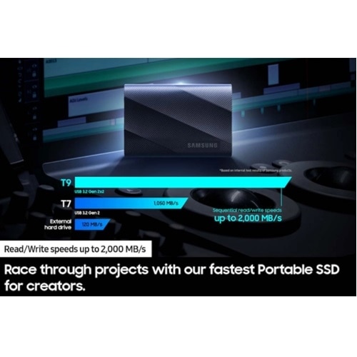 Samsung T9 2 TB Portable Solid State Drive - External - Black | Dell USA