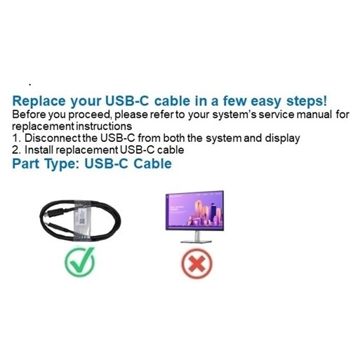 Dell USB-C to USB-C 1.8m cable (with DP 1.2, USB 3.2 Gen1 with 5Gbps ...